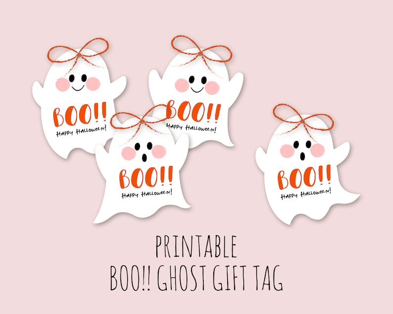 Boo Halloween Ghost Gift Tags, Printable Gift Tags, Favor Tags ...