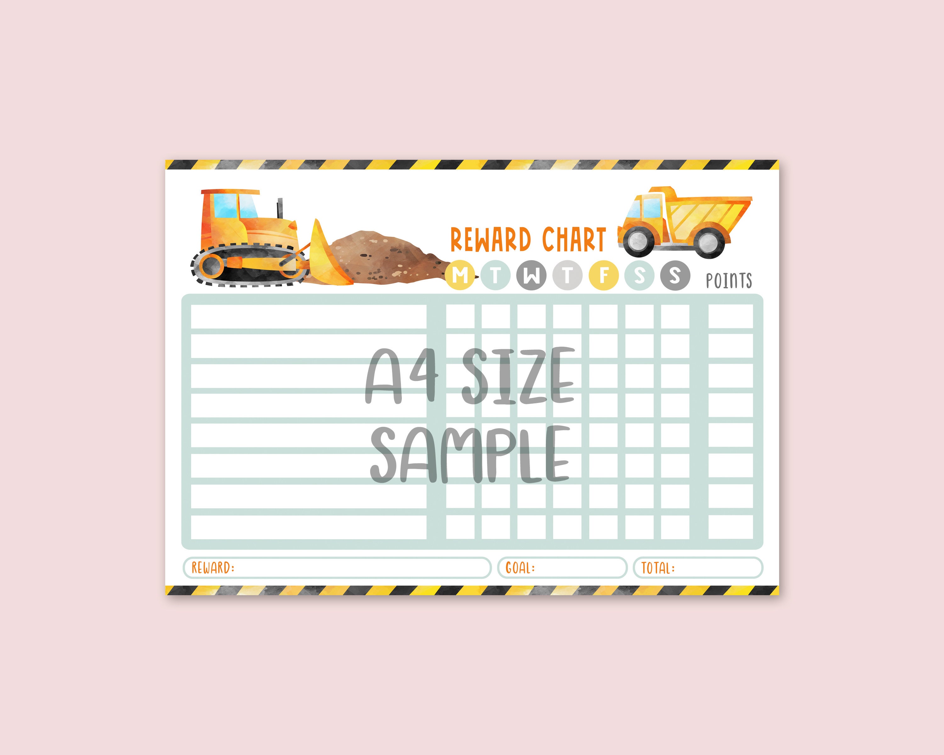Construction Truck Bulldozer Printable Reward Chart for Kids - Etsy