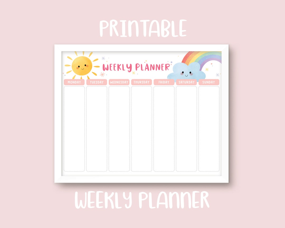 Rainbow Sunshine Printable Kids Weekly Planner and to Do List ...