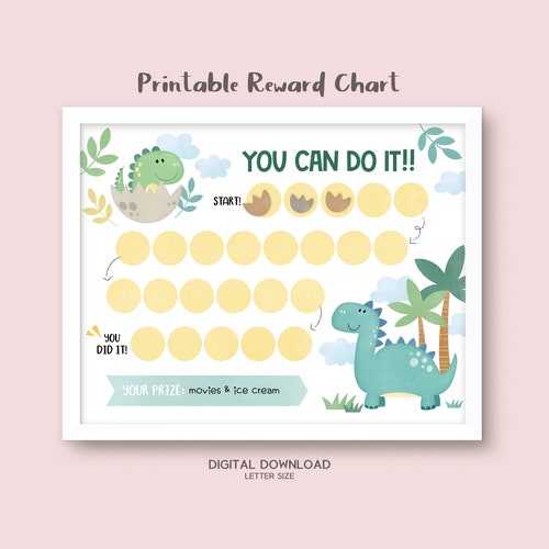 Printable Dinosaurs Reward Chart Sticker Chart Instant - Etsy