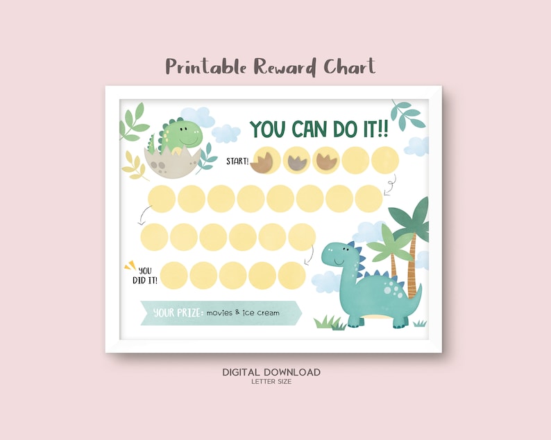 Printable Dinosaurs Reward Chart Sticker Chart Instant | Etsy Canada