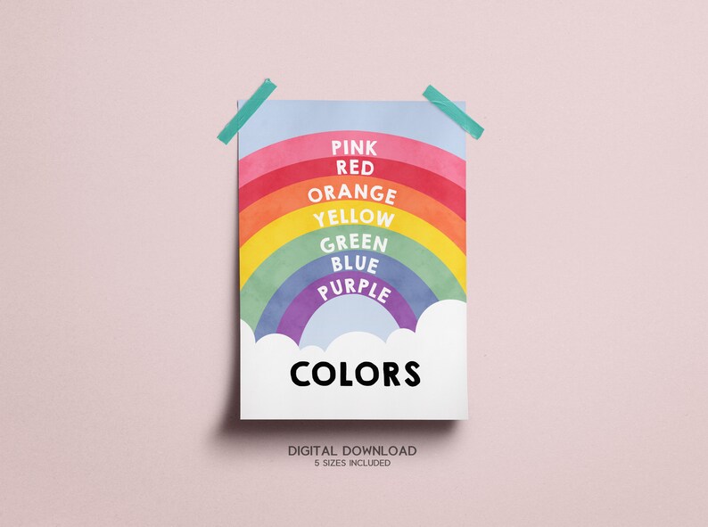 Rainbow Colors Educational Print Classroom Art Learning - Etsy