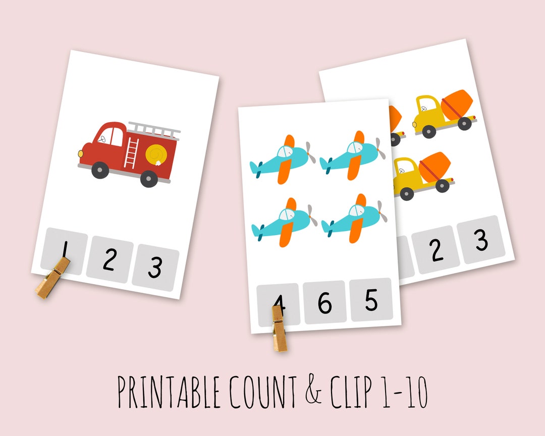 Transport Count and Clip Cards 1-10 - Busy Book, Counting Activities ...