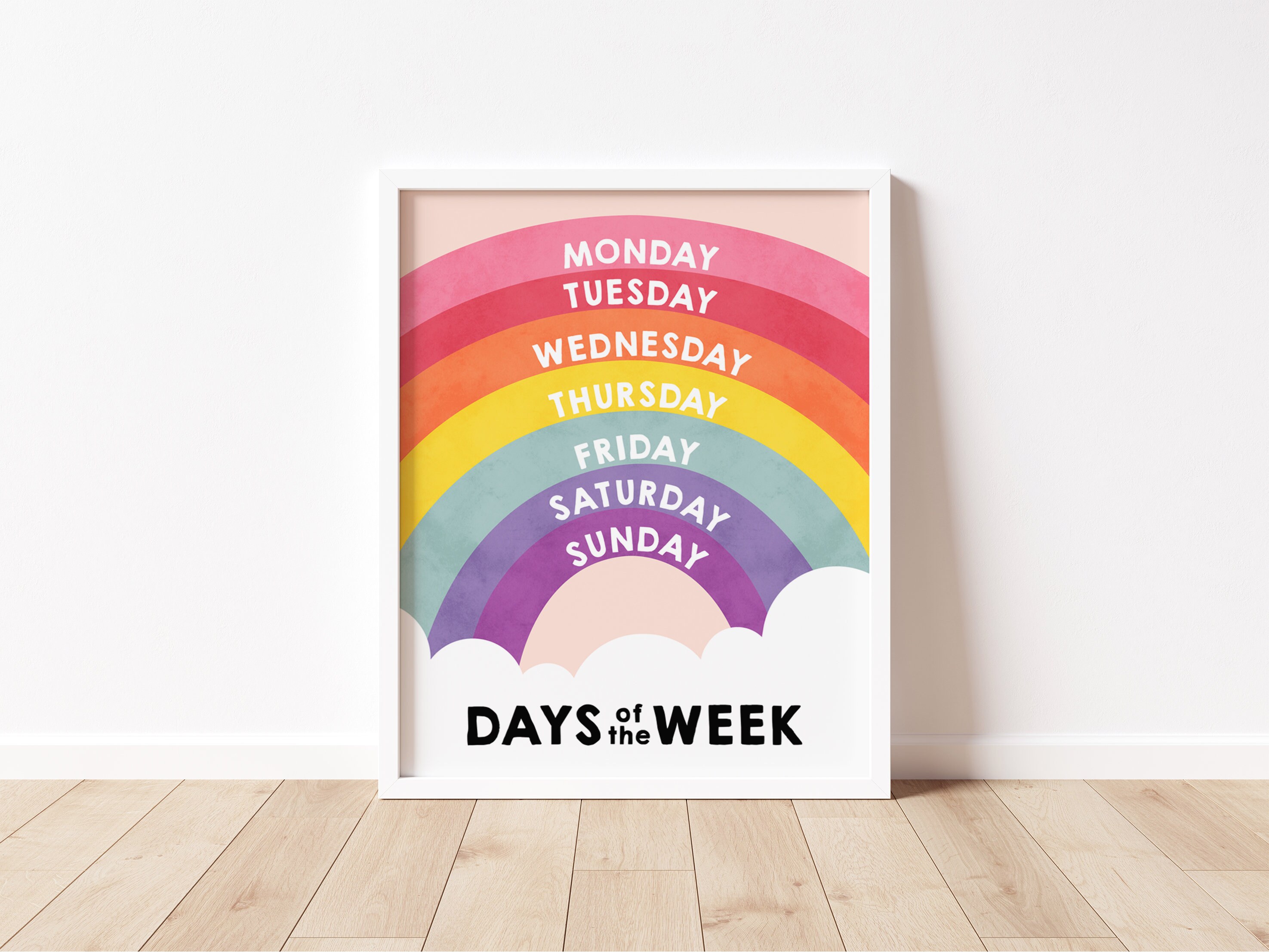 Rainbow Days of the Week Nursery Decor Classroom Print | Etsy