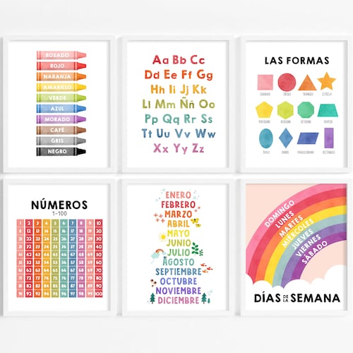 SPANISH Educational Poster BUNDLE 6 Set Learning Art | Etsy