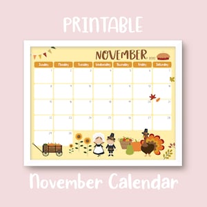 Printable Thanksgiving Monthly Planner, November Calendar, Printable ...
