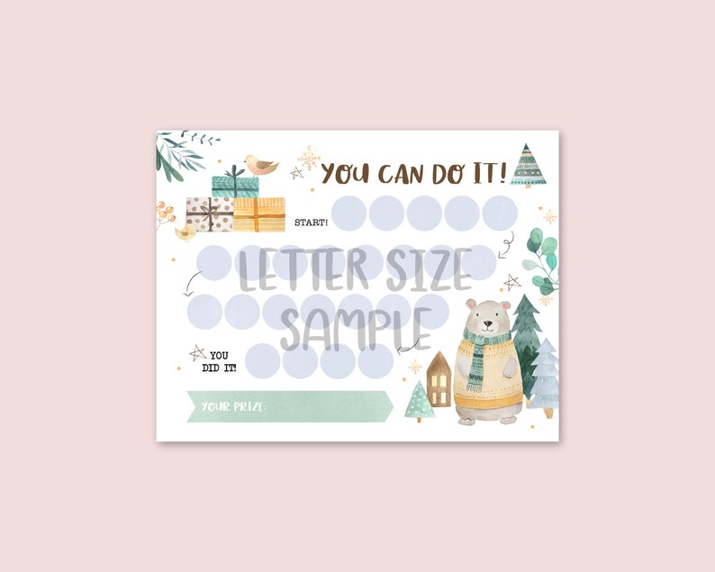 Printable Winter Bear Reward Chart, Kids Sticker Chart, Instant ...
