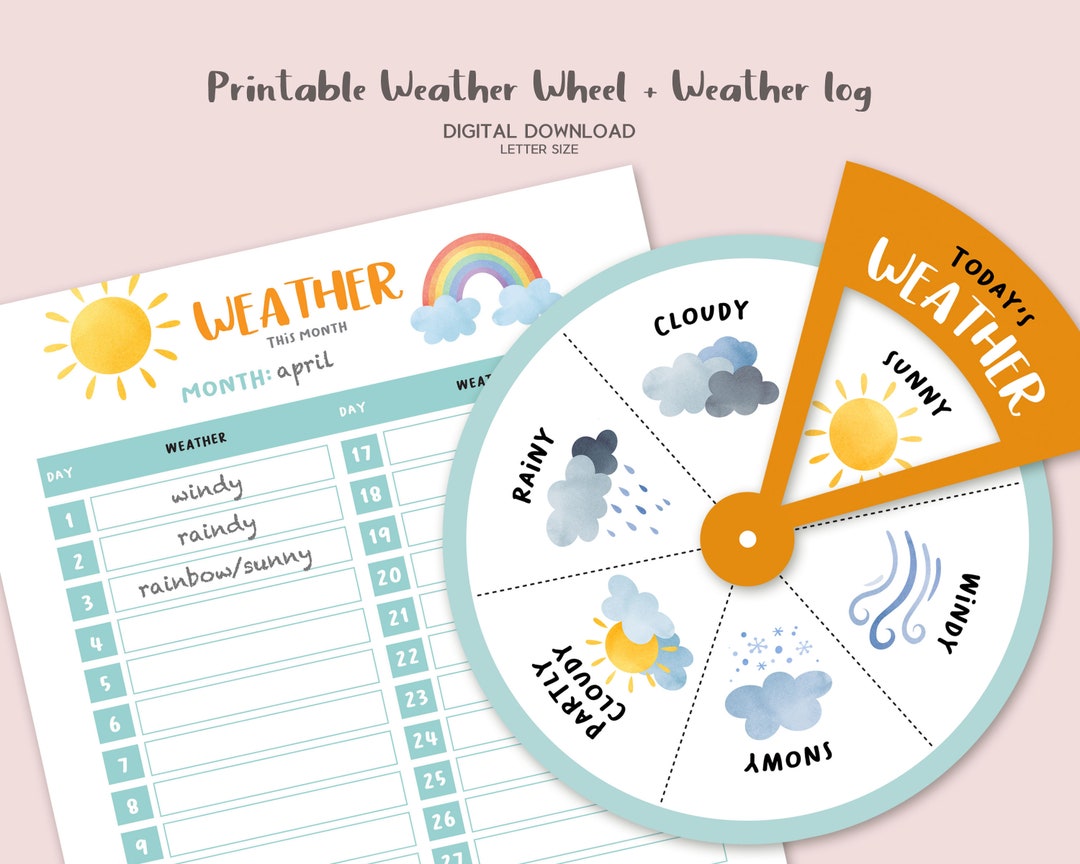 Today's Weather Wheel, Weather Log, Educational Game, Montessori ...