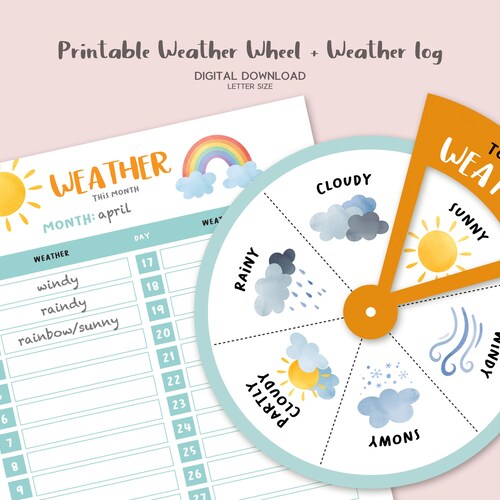 Today's Weather Wheel Weather Log Educational Game - Etsy