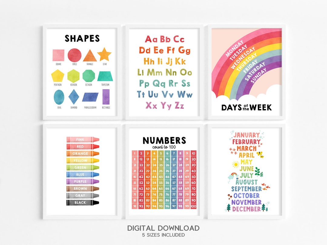 Educational Learning Print Toddler BUNDLE 6 Set- Learning Art ...