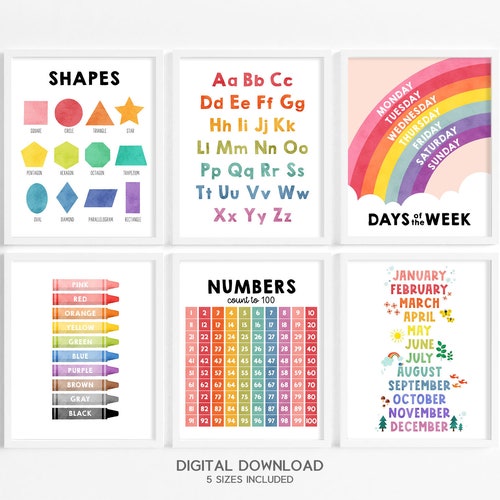 Rainbow Colors Educational Print Classroom Art Learning - Etsy