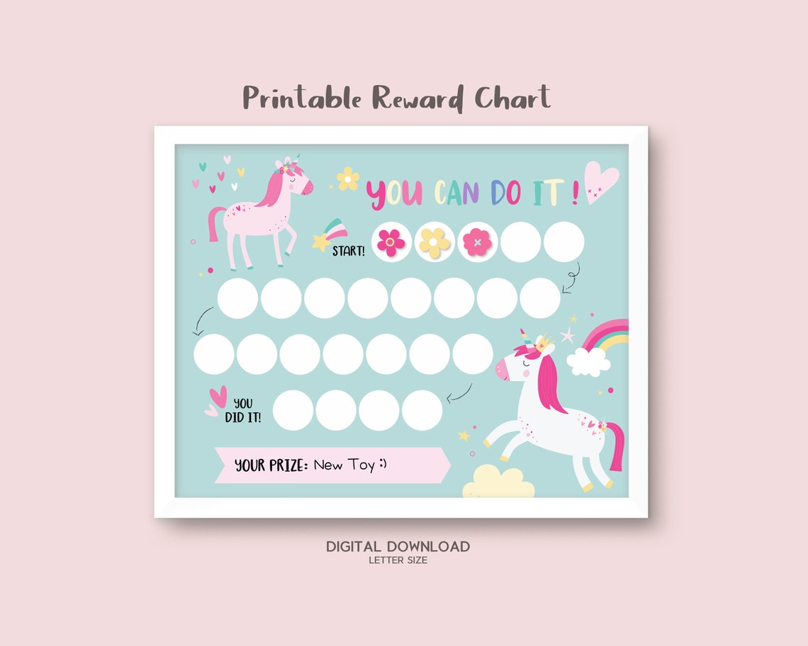 Printable Unicorn Reward Chart Sticker Chart Instant | Etsy