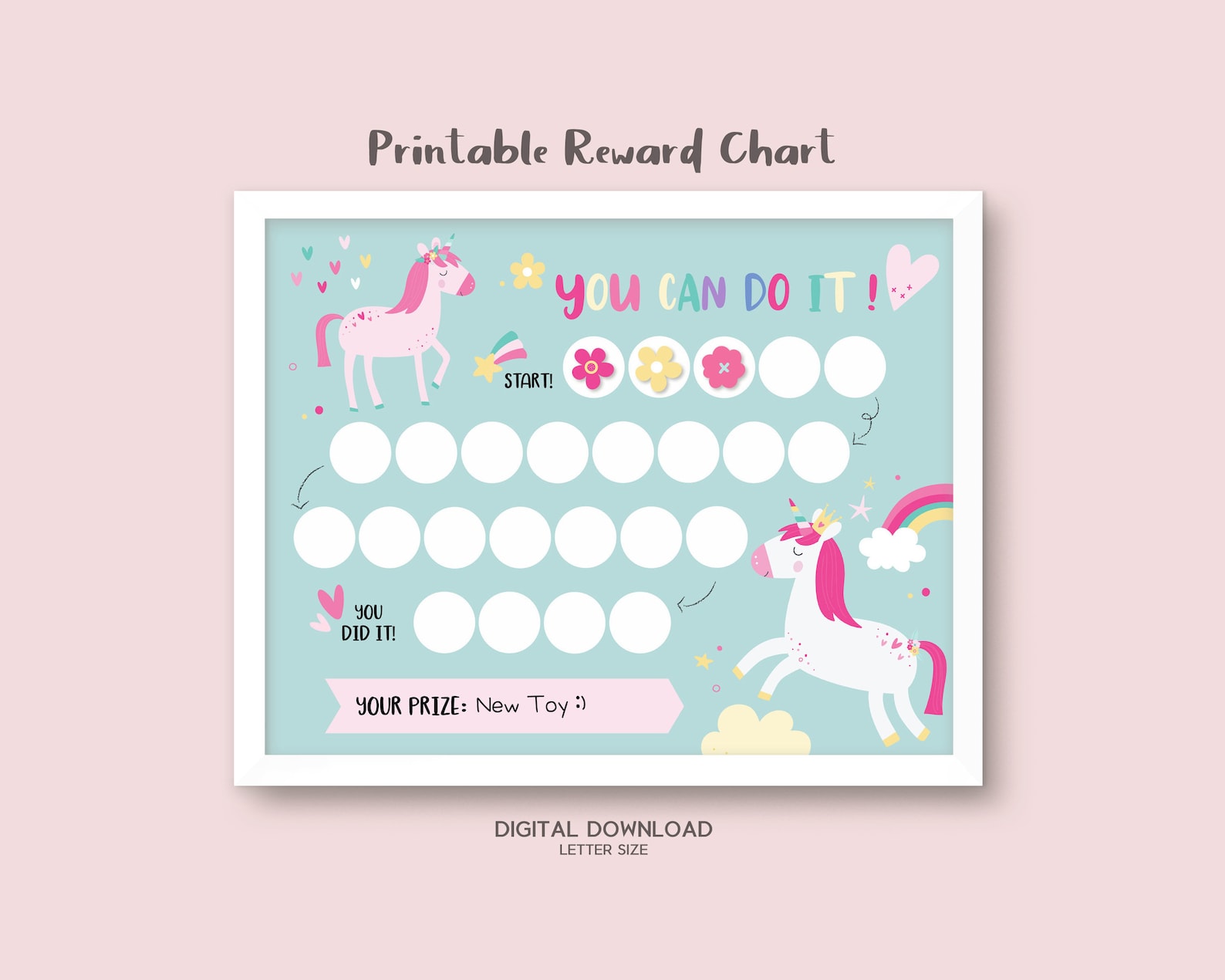 Printable Unicorn Reward Chart Sticker Chart Instant - Etsy