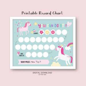 Printable Unicorn Reward Chart, Sticker Chart, Instant Download Reward ...