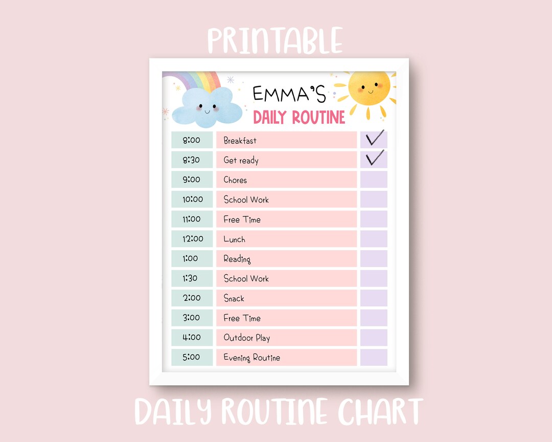 Kids Daily Routine- Printable Daily Planner, Homeschool, Routine ...