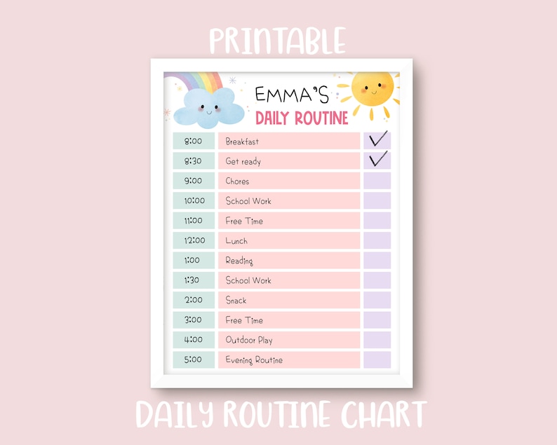 Kids Daily Routine- Printable Daily Planner, Homeschool, Routine ...