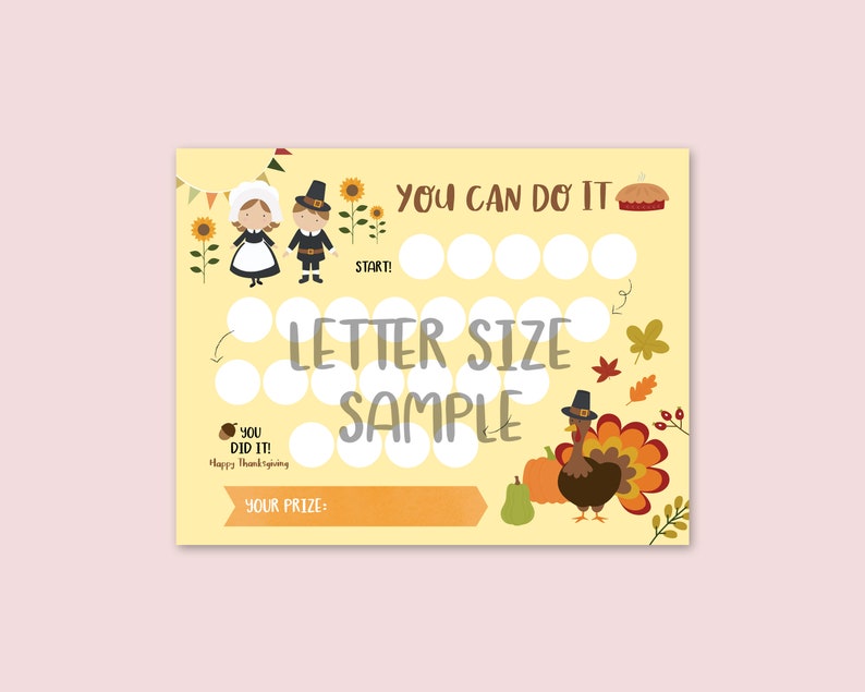 Printable Thanksgiving Reward Chart, Kids Sticker Chart, Behavior Chart ...