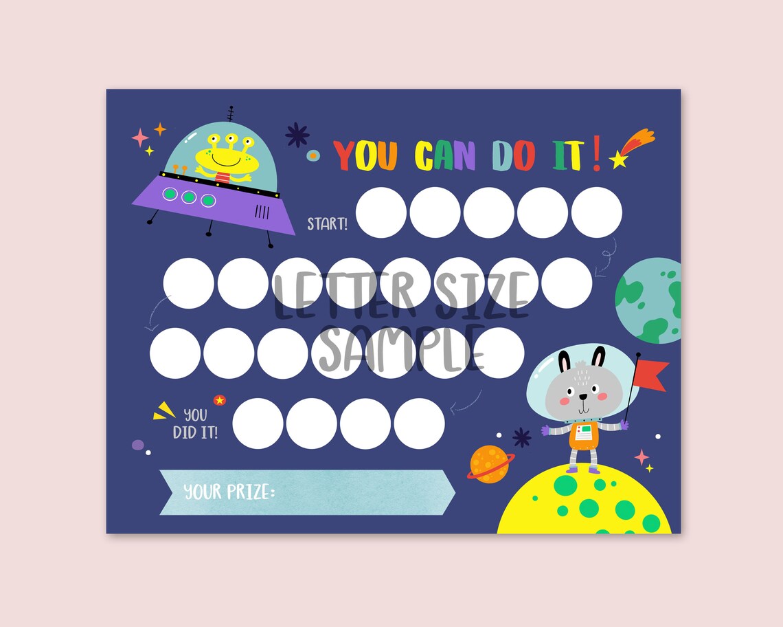 Printable Outer Space Reward Chart, Sticker Chart, Instant Download ...