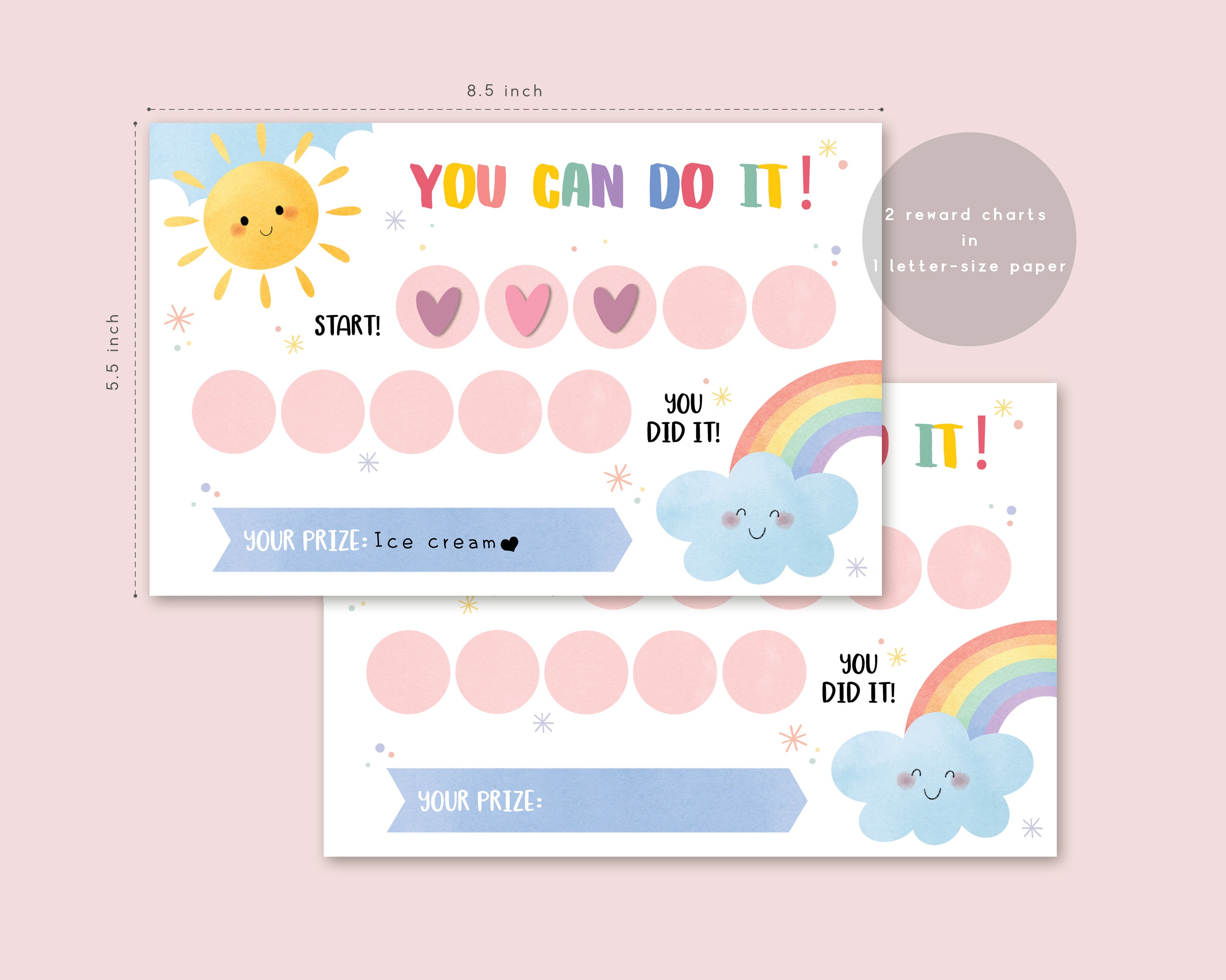 Mini Size Printable Rainbow Reward Chart With 10 Circle, Small Sticker ...