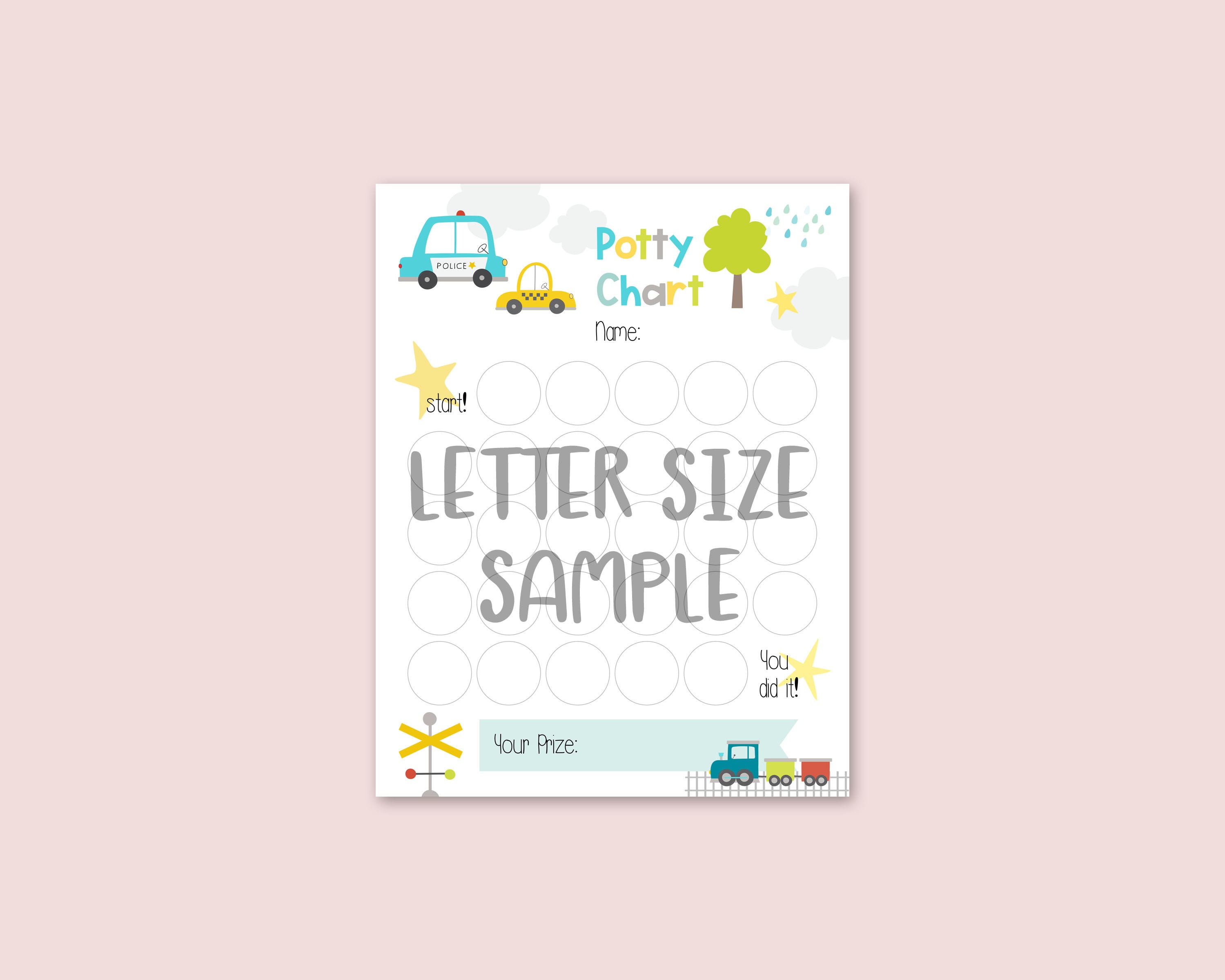 Cars Kids Potty Training Chart, Printable Sticker Chart, Cute Boys ...