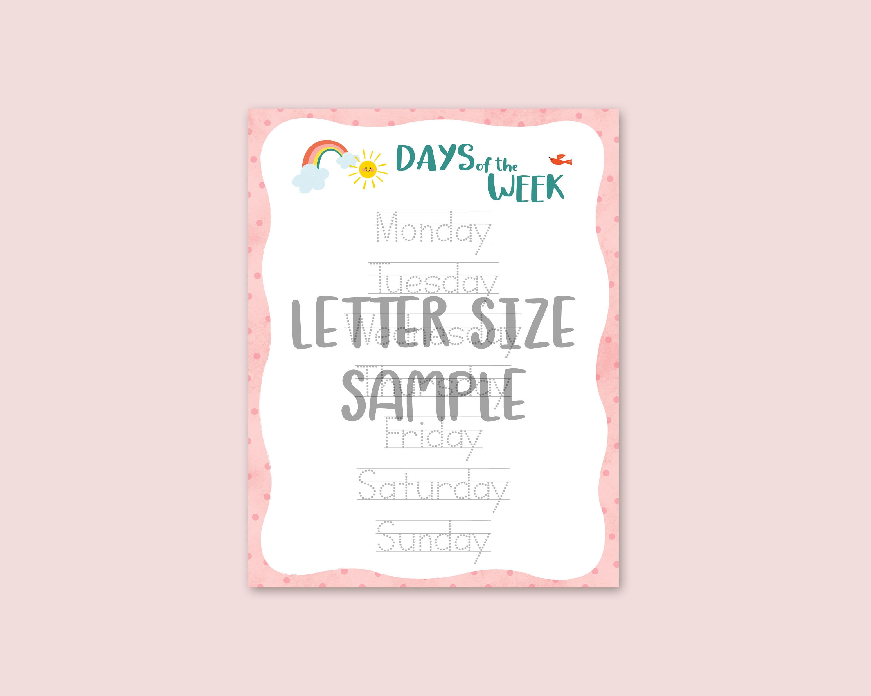 Rainbow Days of the Week, Writing Worksheet Printable , Practice ...