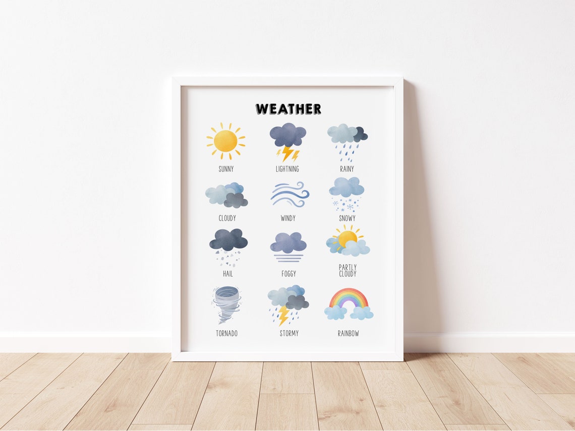 Rainbow Weather Poster Weather Activity Print Instant - Etsy