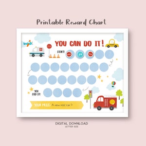 Printable Cars Reward Chart, Boy's Potty Chart, Instant Download ...