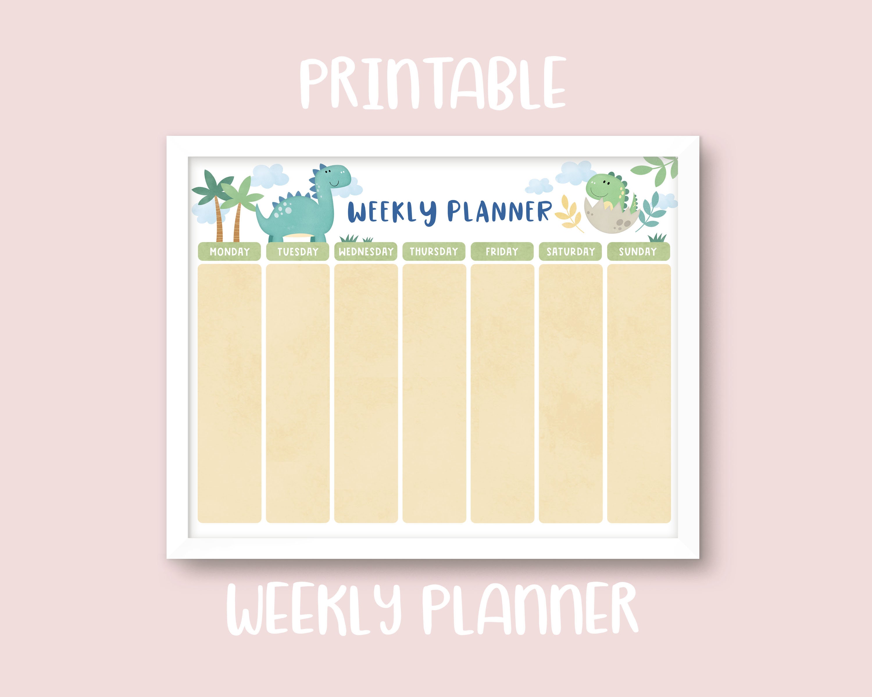 Dinosaurs Printable Kids Weekly Planner and to Do List - Etsy