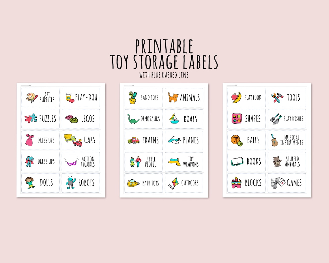 30 Kids Toy Room Storage Labels - Organization Labels Printable Blue ...