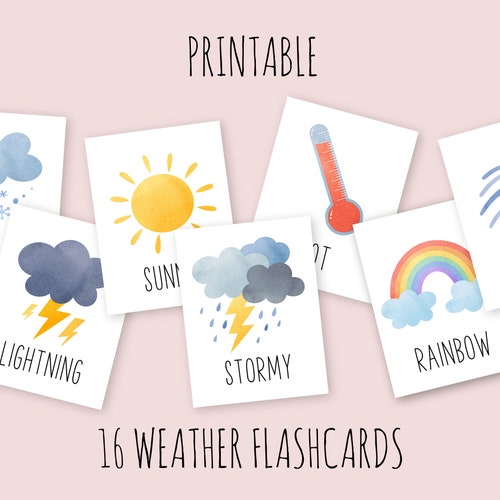 16 Weather Cards Weather Flashcards INSTANT DOWNLOAD - Etsy