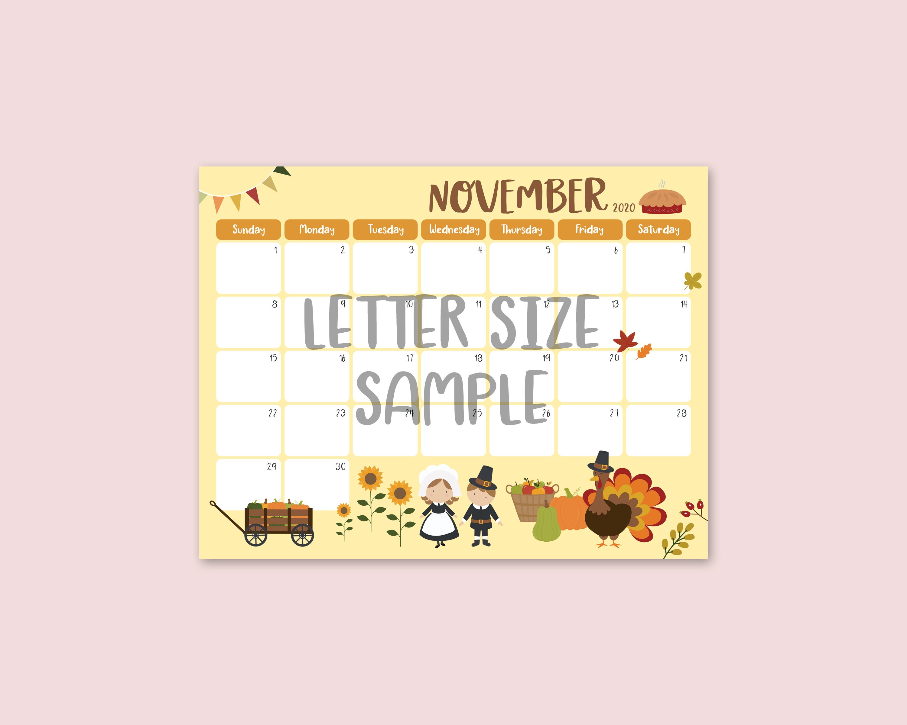 Printable Thanksgiving Monthly Planner, November Calendar, Printable ...