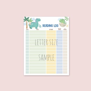 Printable Reading Log Home School Reading Log Dinosaur Reading Log Kids ...