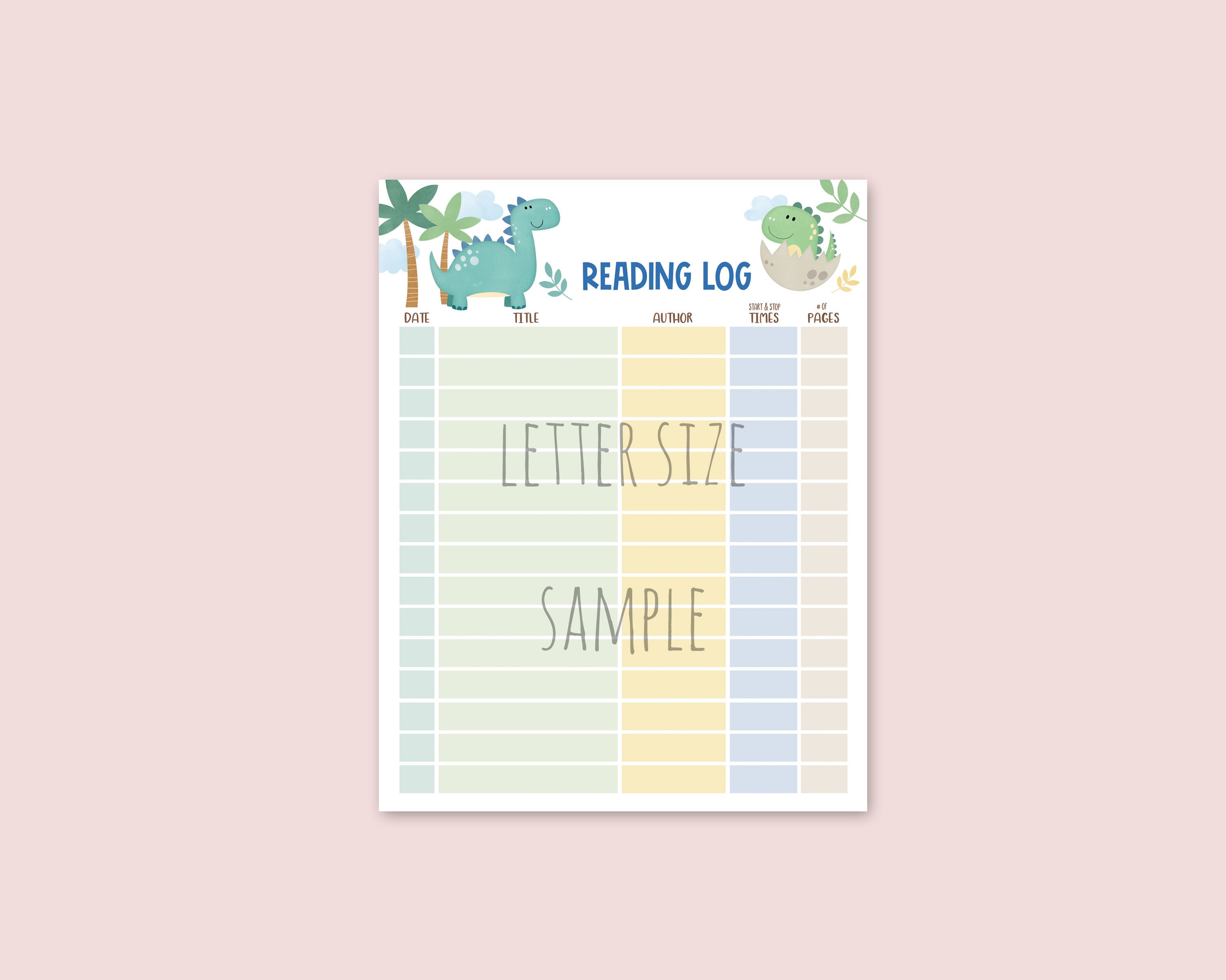 Printable Reading Log Home School Reading Log Dinosaur Reading Log Kids ...