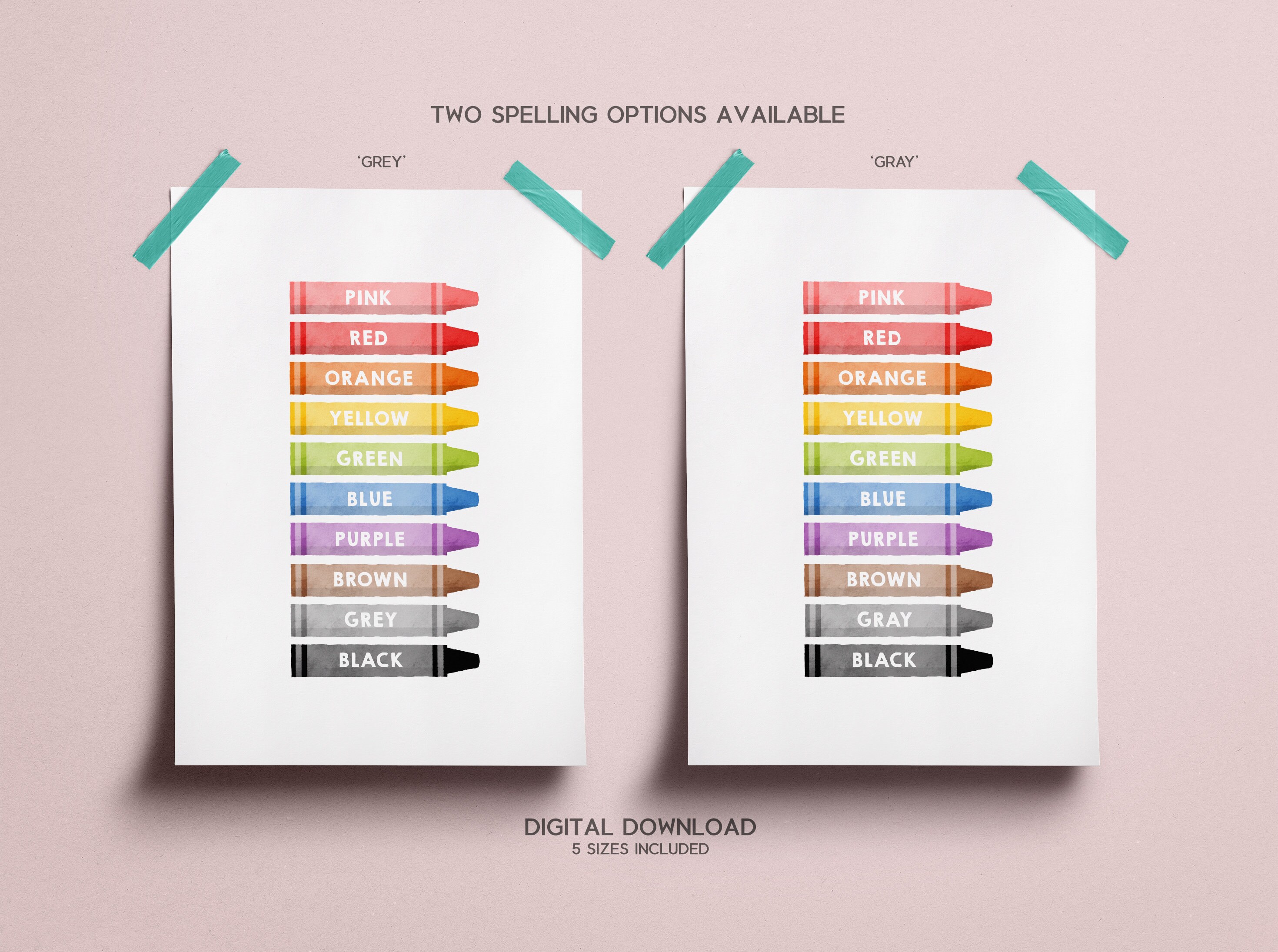 Colors Educational Poster-crayon Poster Printable, Homeschool Print ...