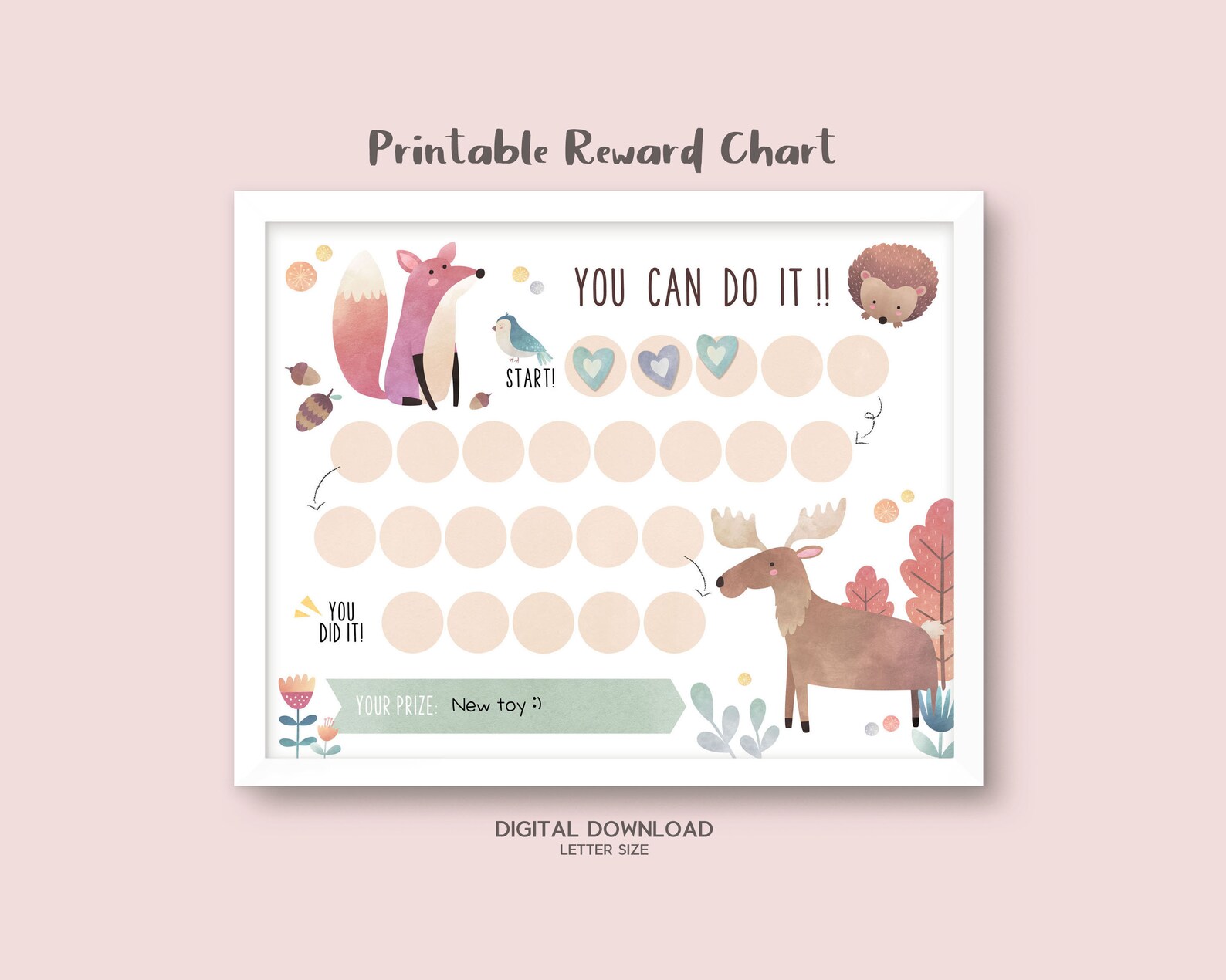 Printable Woodland Animals Reward Chart, Girl's and Boy's Sticker Chart ...