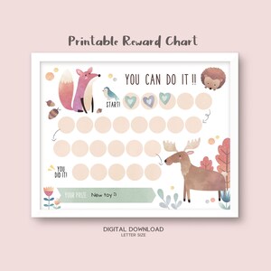 Printable Woodland Animals Reward Chart, Girl's and Boy's Sticker Chart ...