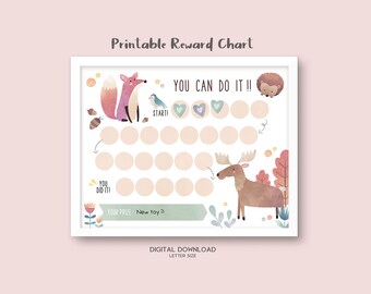 Printable Woodland Reward Chart Woodland Sticker Chart Kids Reward ...