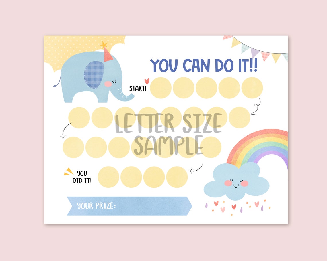 Printable Elephant Reward Chart, Kids Sticker Chart, Instant Download ...