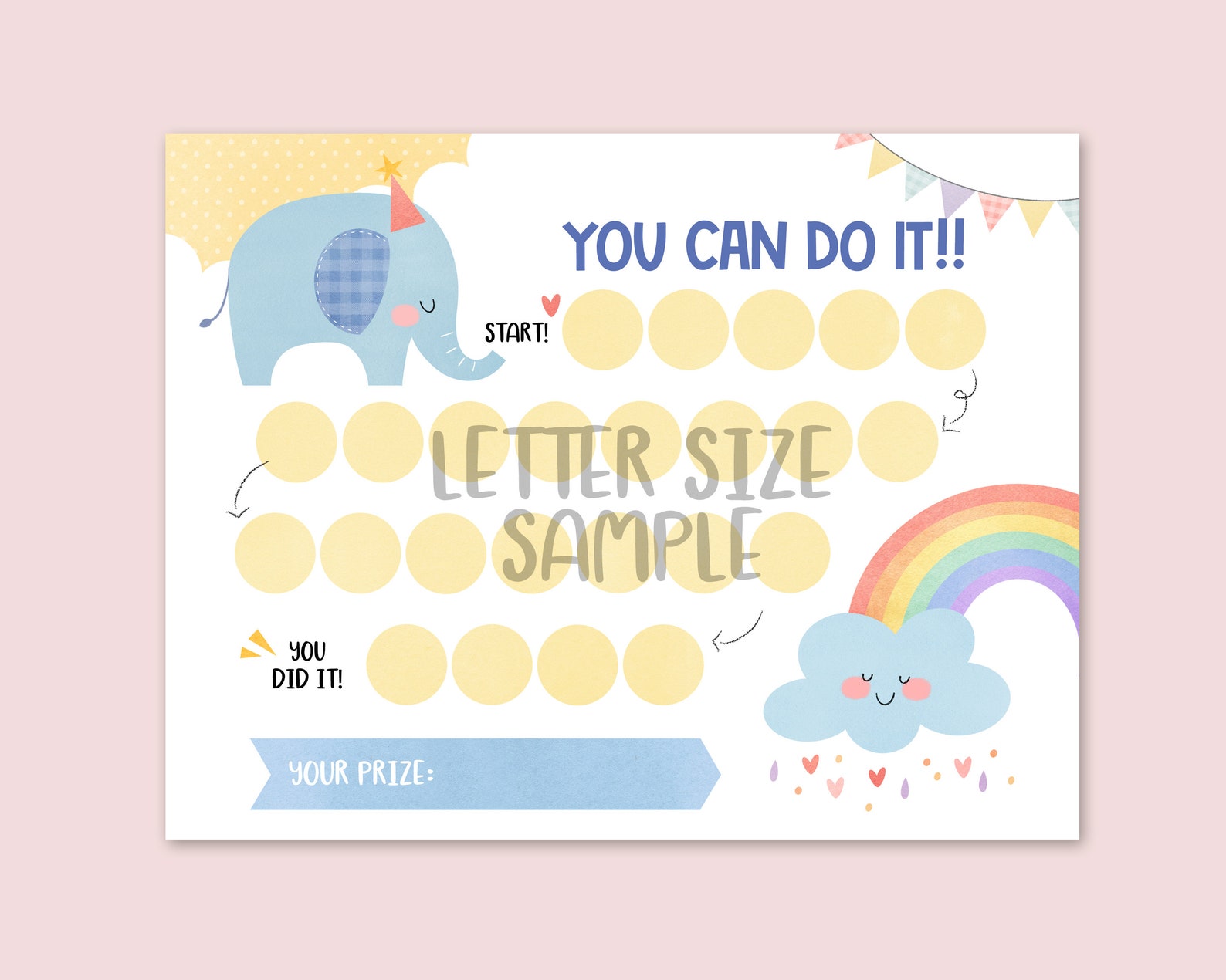 Printable Elephant Reward Chart, Kids Sticker Chart, Instant Download ...