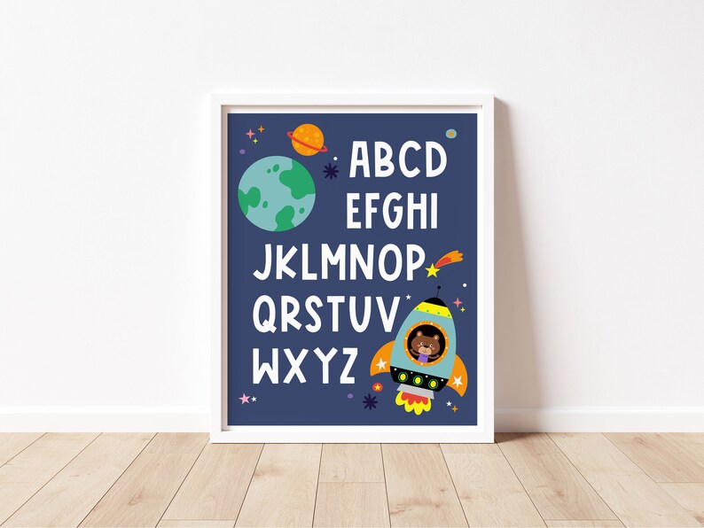 Outer Space ABC Alphabet Wall Art Kids Room Decor, Nursery Art for Boys ...