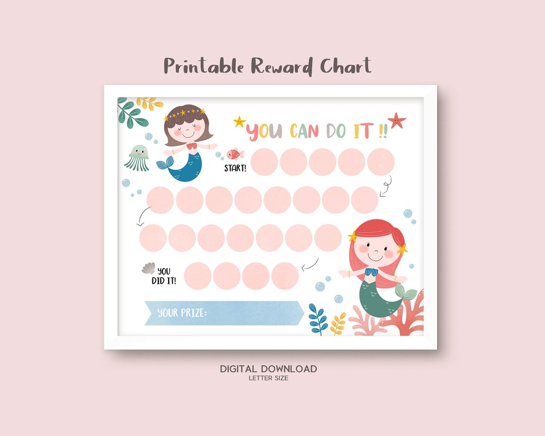 Printable Mermaids Reward Chart, Girl's Sticker Chart, Instant Download ...