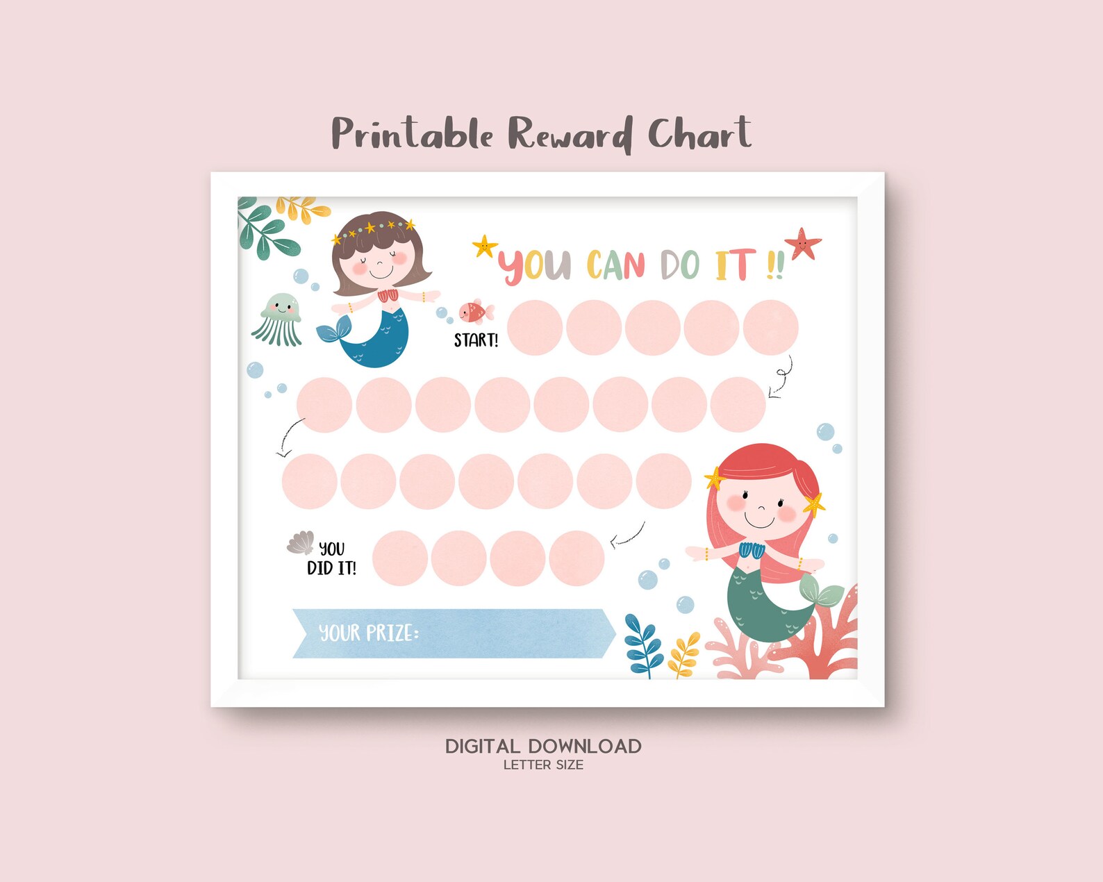 Printable Mermaids Reward Chart Girl's Sticker Chart - Etsy Canada
