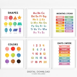 Educational Learning Poster Toddler BUNDLE 6 Set- Learning Posters ...