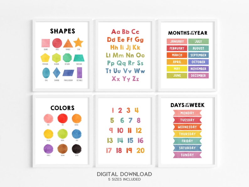 Educational Learning Poster Toddler BUNDLE 6 Set Learning | Etsy
