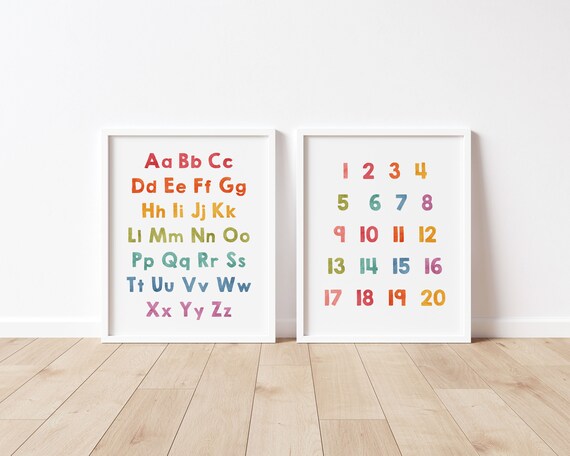 Alphabet Numbers Educational Art Print Instant Download | Etsy