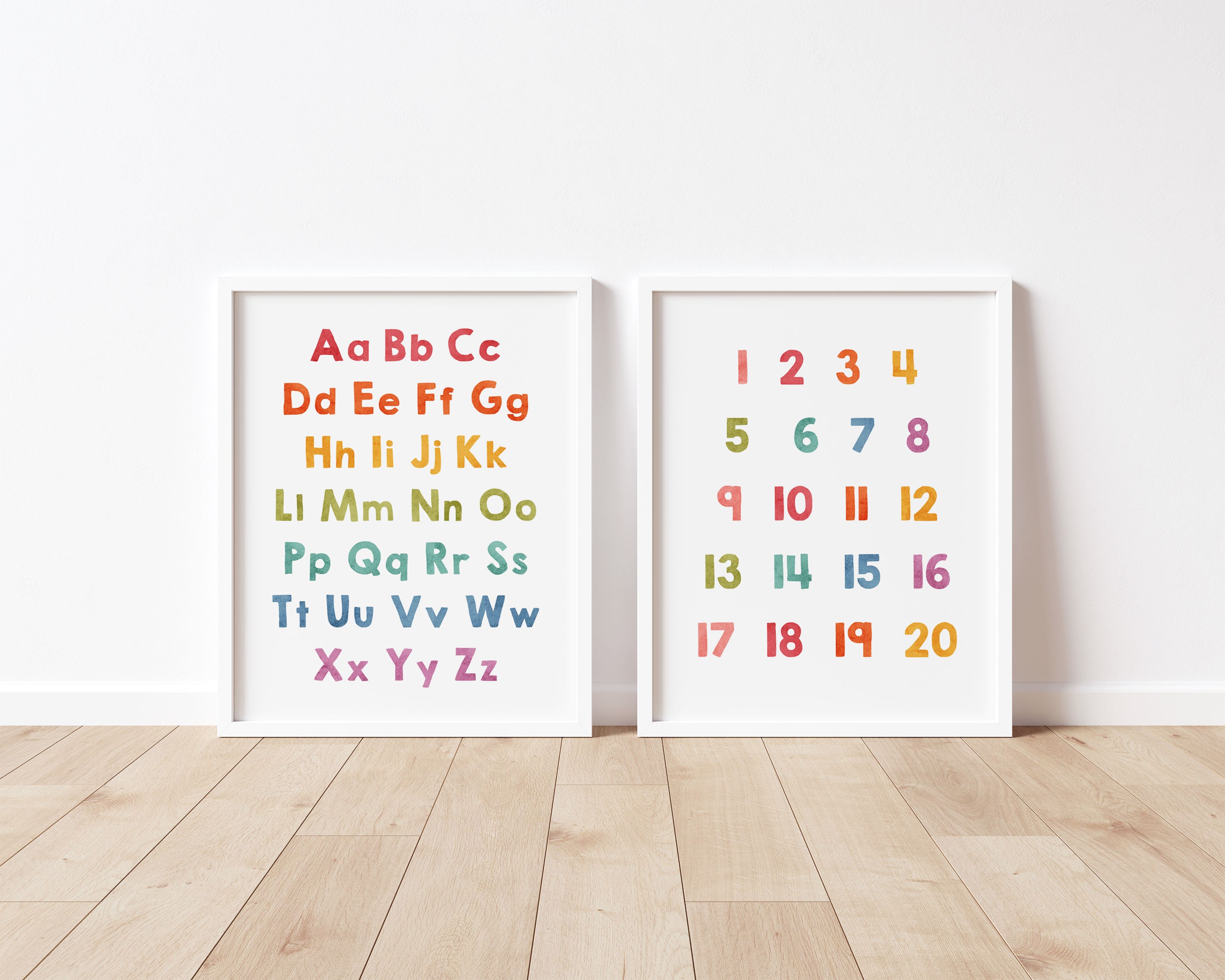 Alphabet Numbers Educational Art Print, Instant Download, Nursery Wall ...