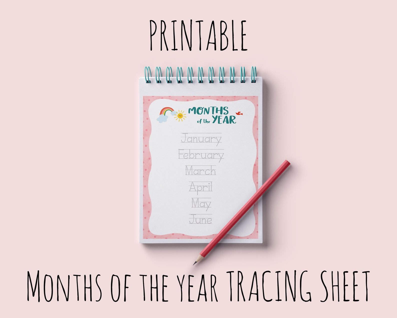 Rainbow Months of the Year, Writing Worksheet Printable , Handwriting ...