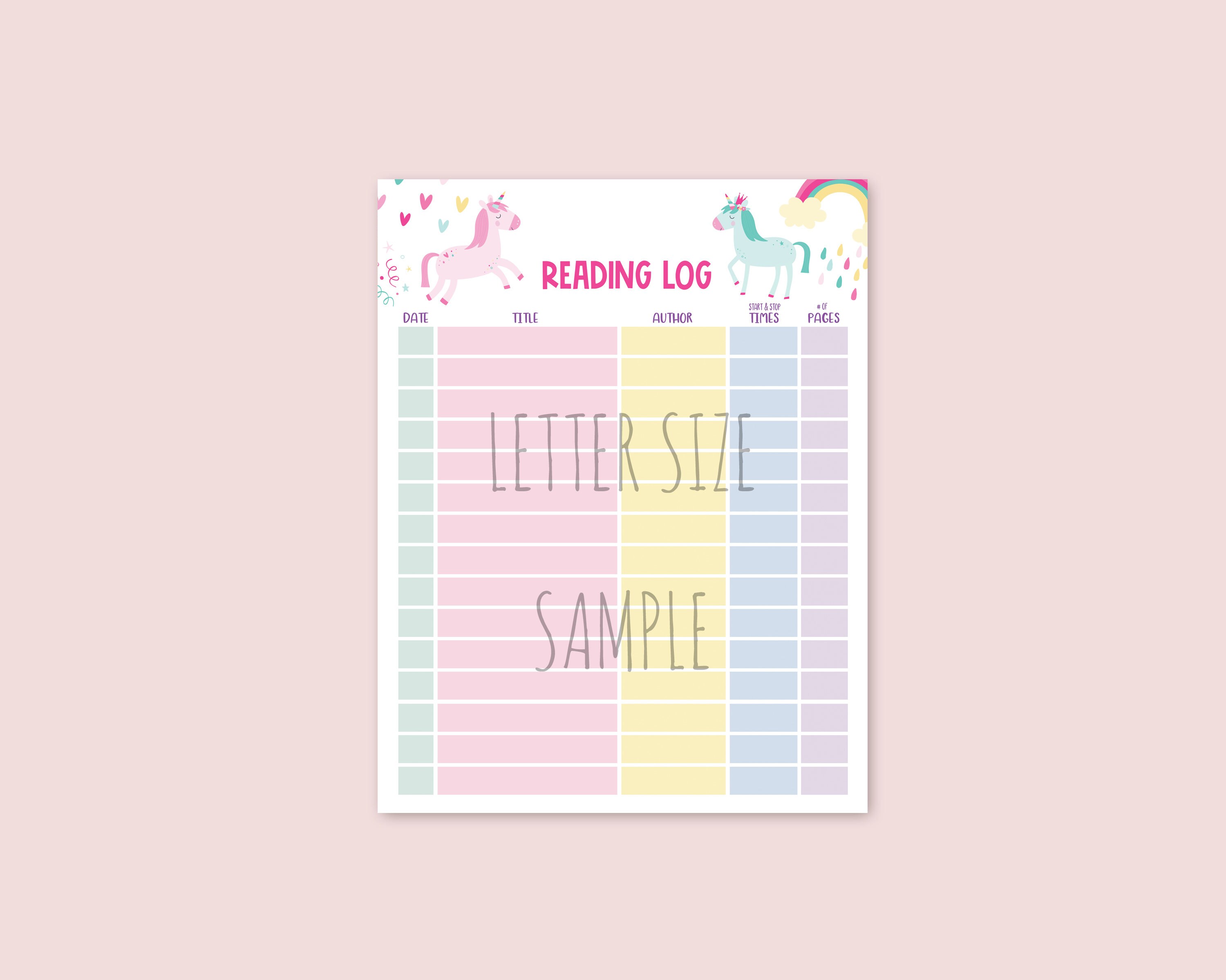 Printable Reading Log Home School Reading Log Unicorn Reading - Etsy