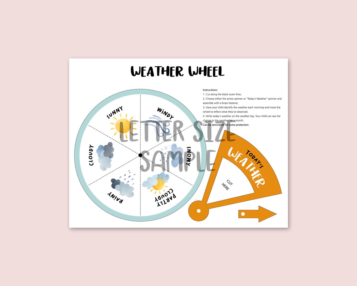 Today's Weather Wheel, Weather Log, Educational Game, Montessori ...