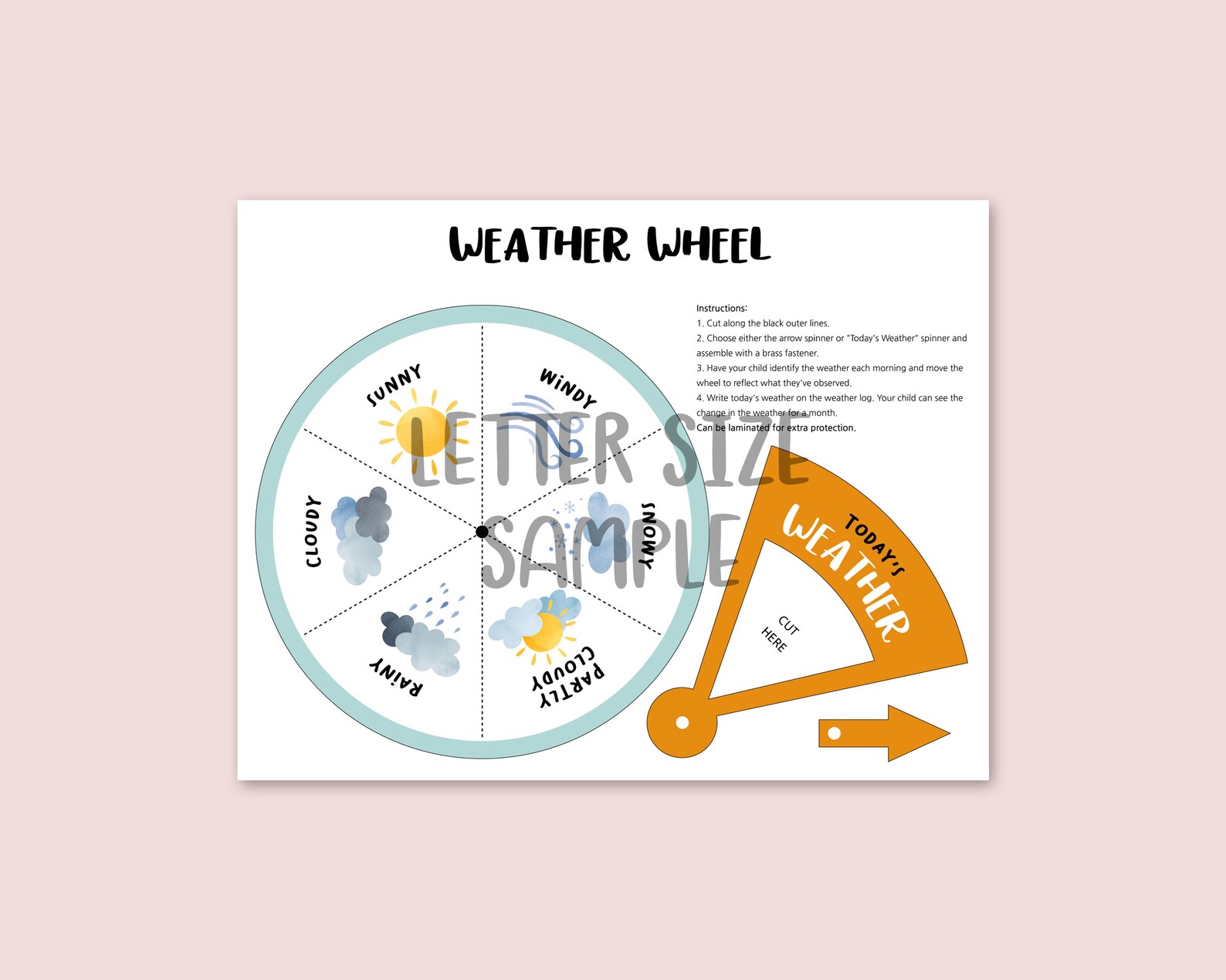 Today's Weather Wheel, Weather Log, Educational Game, Montessori ...